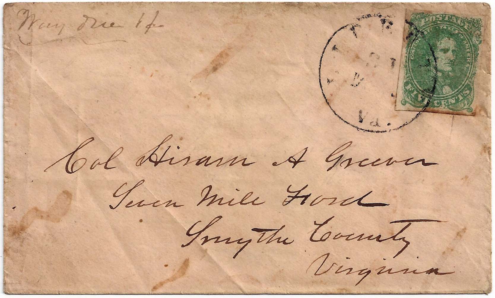 Items for Sale - CSA 1 on Cover, Section Two - Confederate Postal History